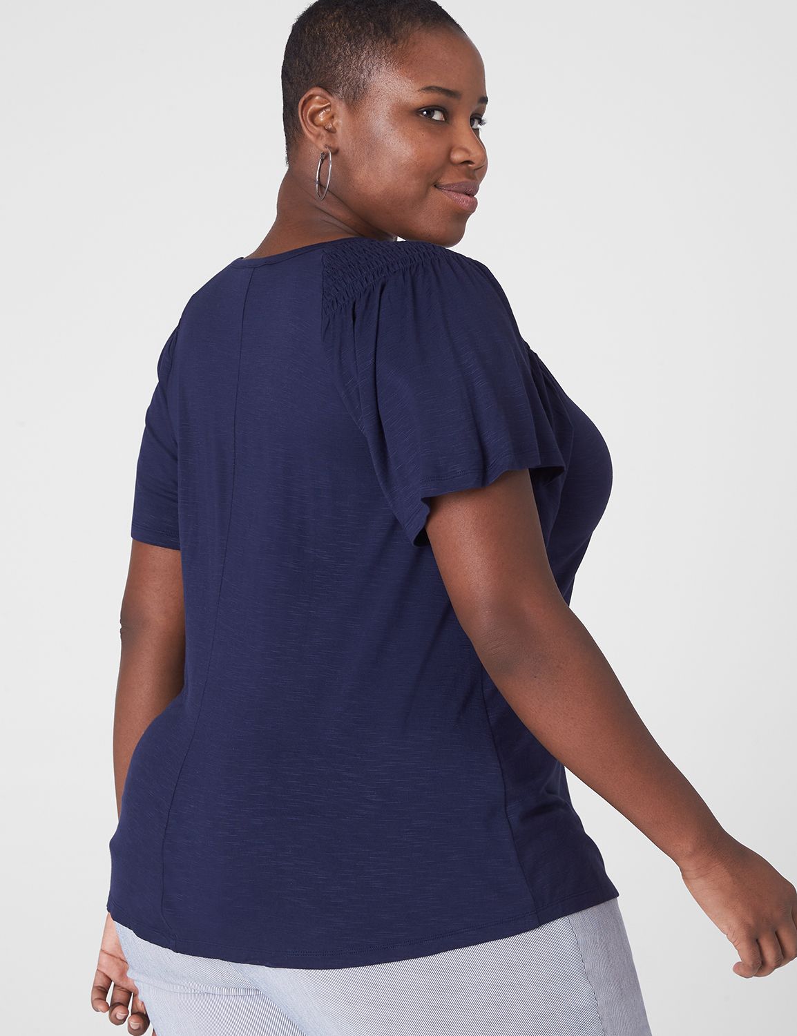 Swing Short Flutter Sleeve Open Cre | LaneBryant