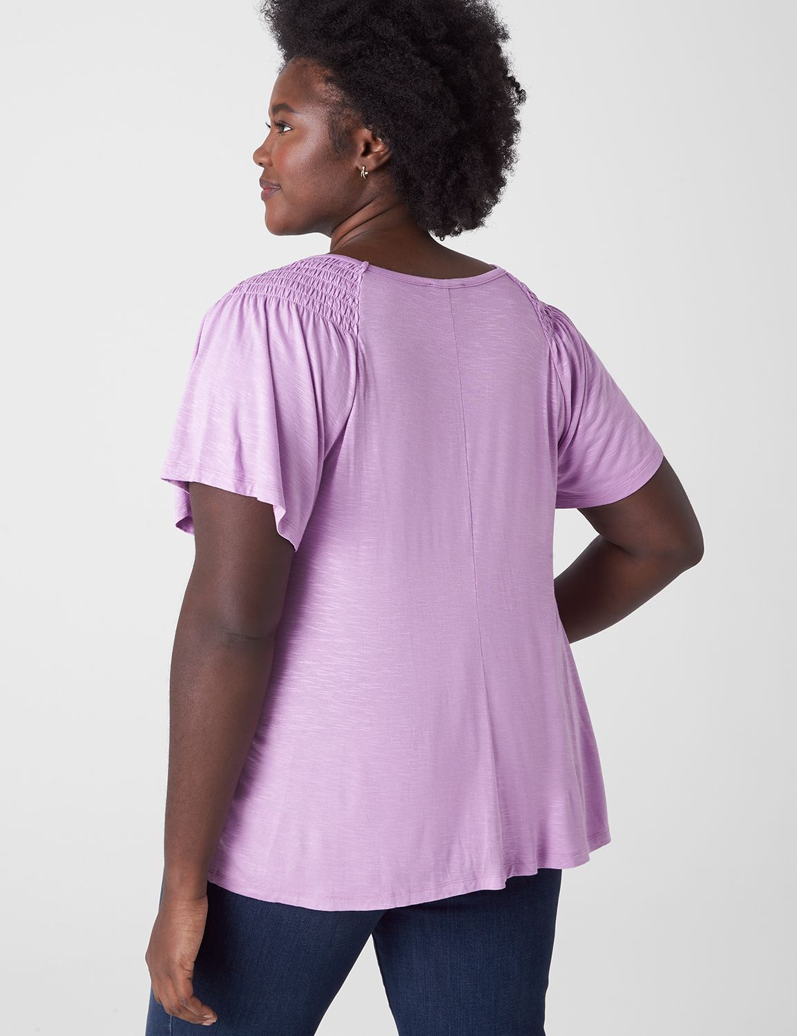 Swing Short Flutter Sleeve Open Cre | LaneBryant