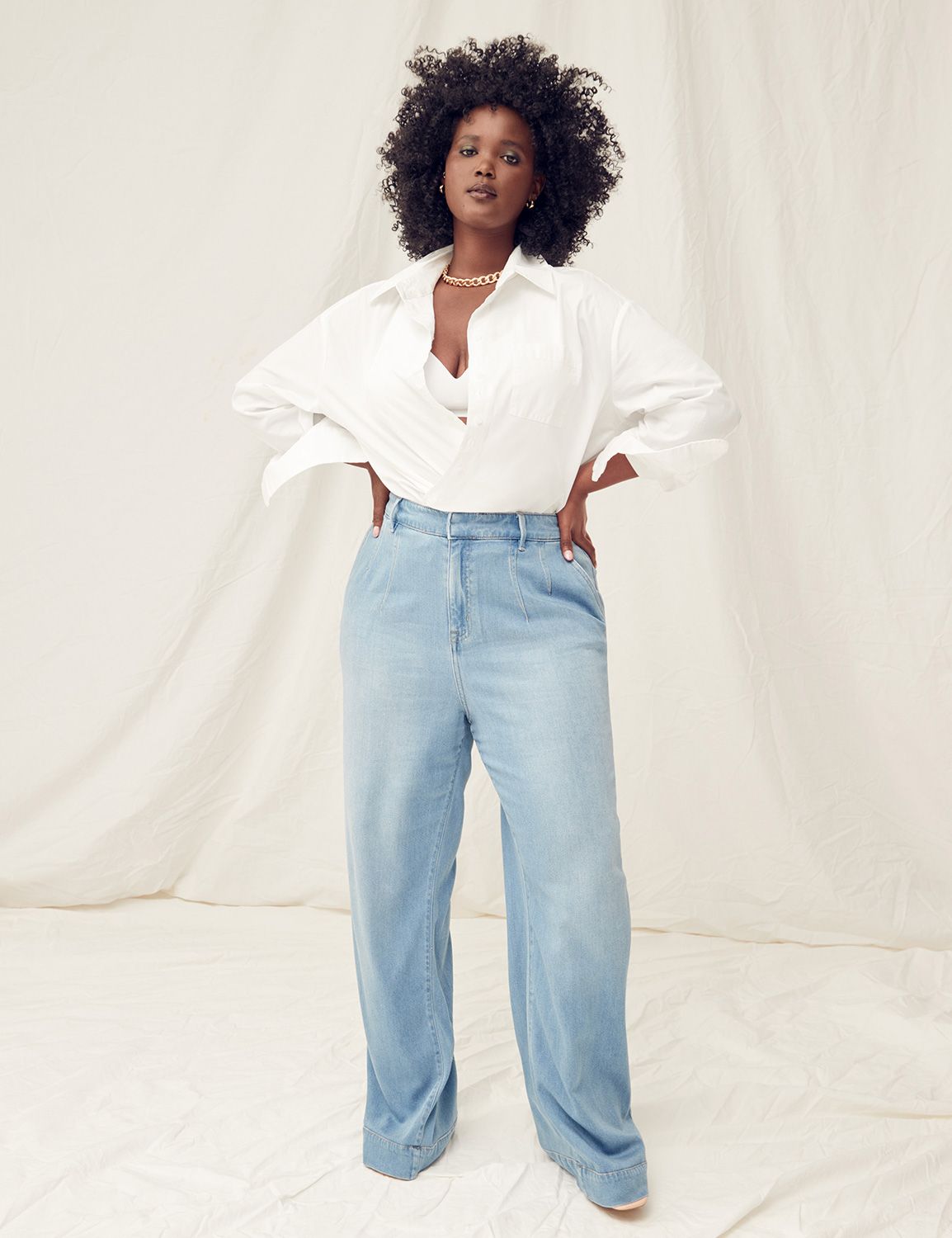 Signature Fit Fluid Wide Leg Trouser Jean | LaneBryant