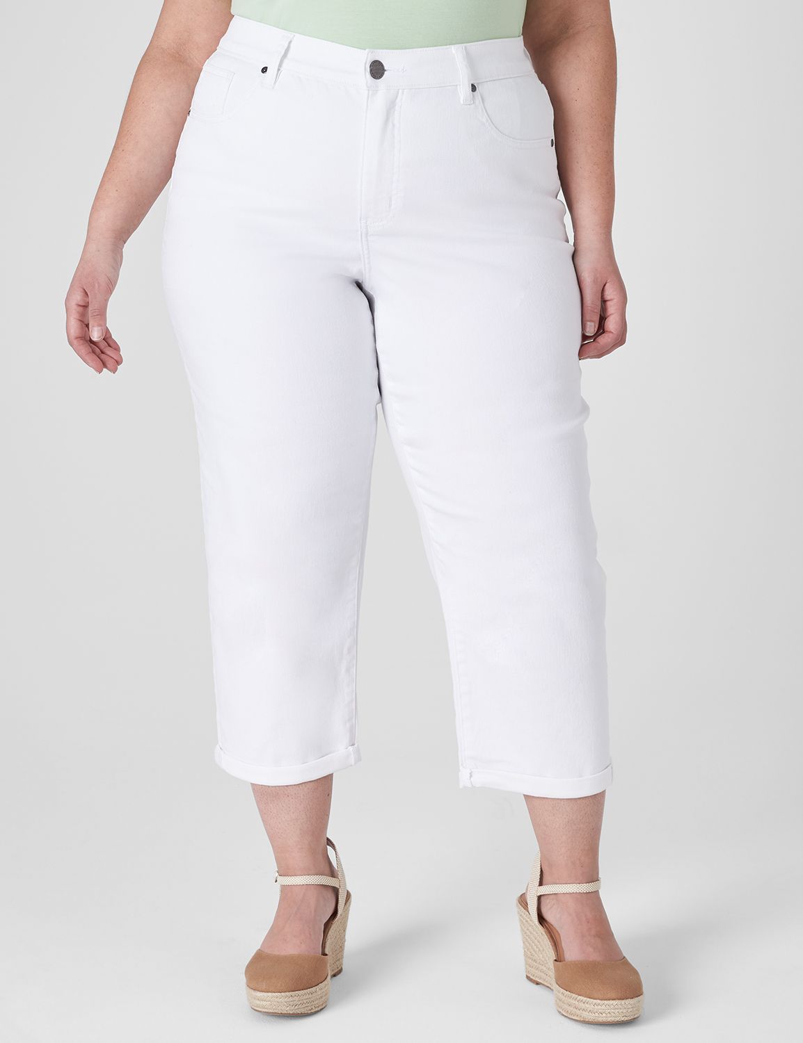 BOYFRIEND CAPRI 23"- WHITE 1136525 | LaneBryant