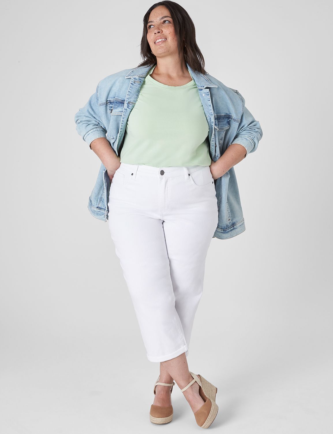 BOYFRIEND CAPRI 23"- WHITE 1136525 | LaneBryant
