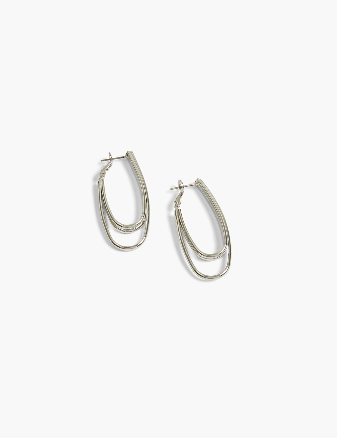 Double Layer Oblong Hoop Earrings | LaneBryant