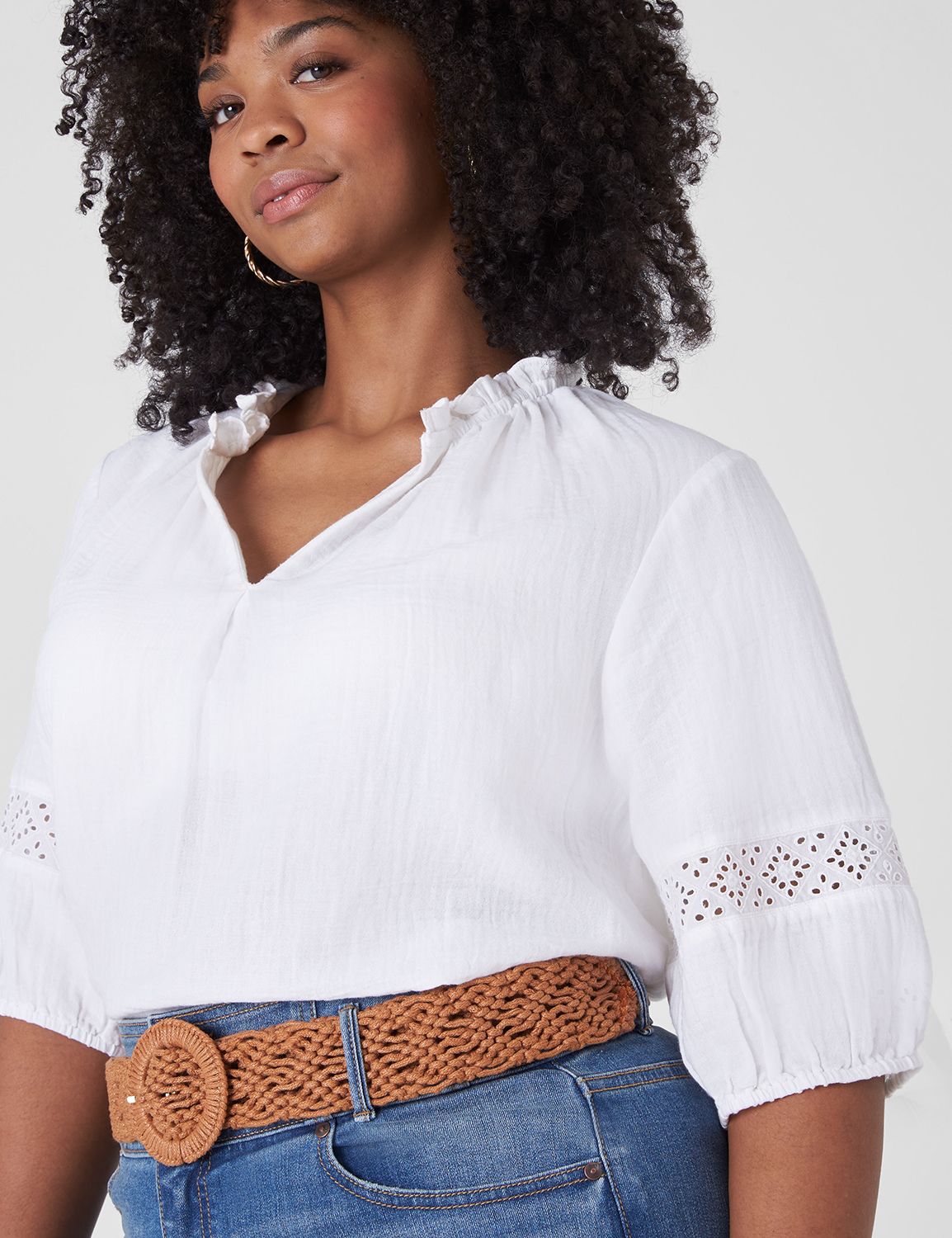 Classic Short Sleeve Split Neck Tri | LaneBryant