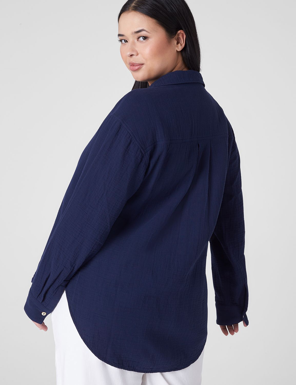 Classic Long Sleeve Button Down Bea | LaneBryant