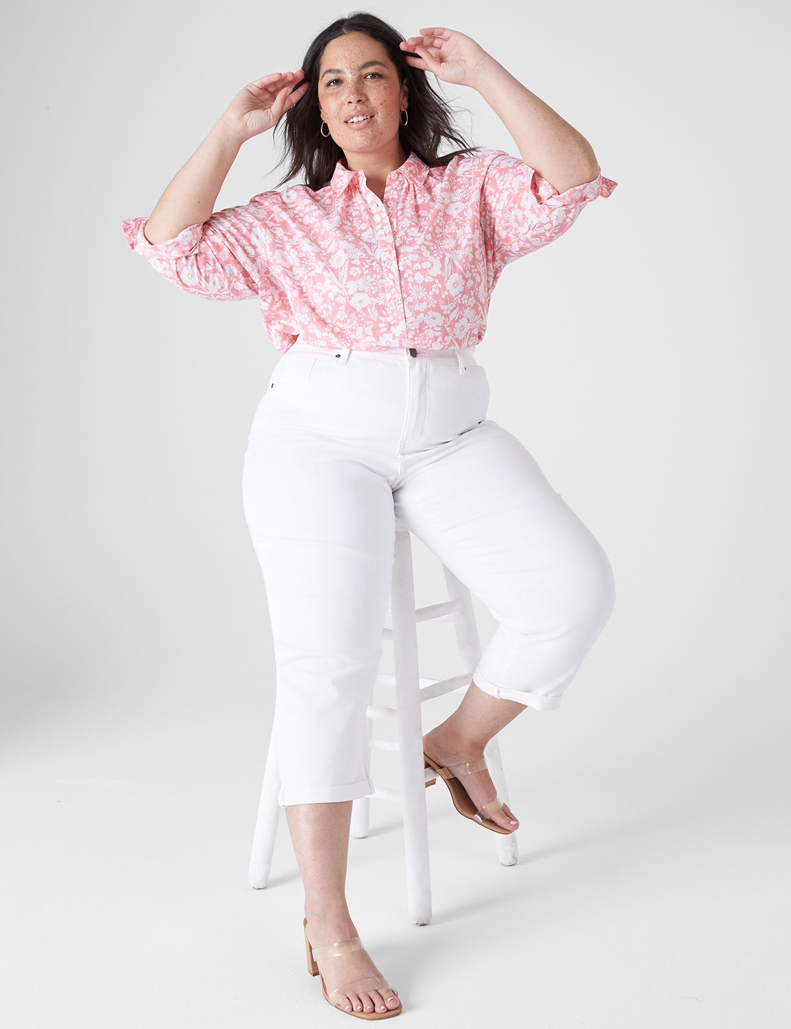 Classic Long Sleeve Button Pop Over | LaneBryant