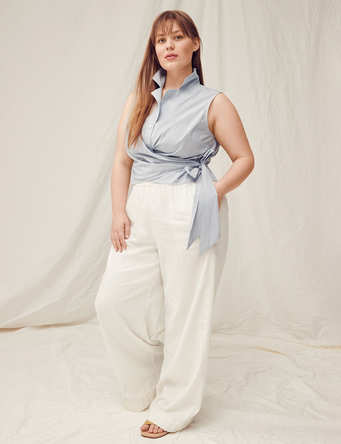 Crop Sleeveless Full-Wrap Top | LaneBryant