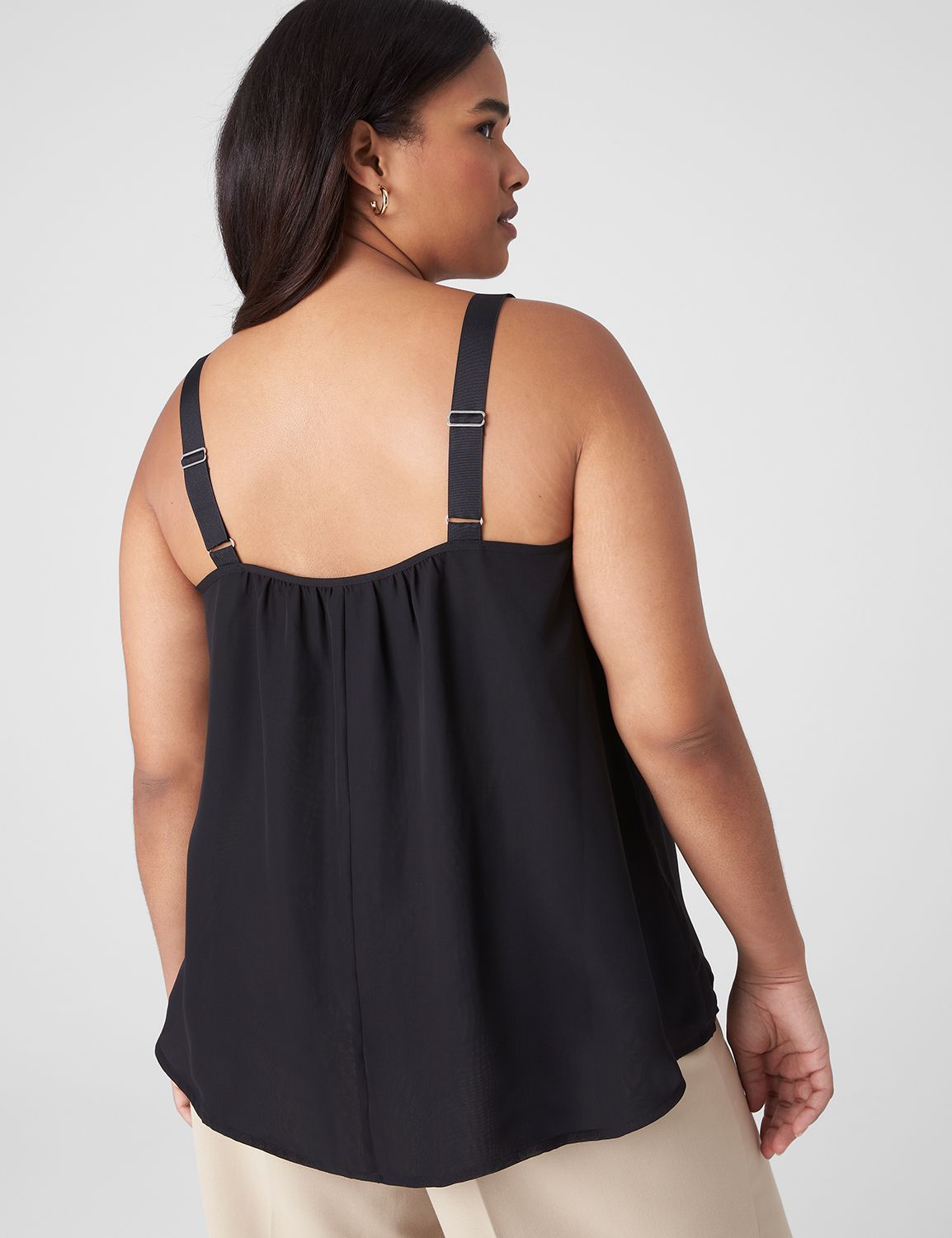 Straight Hem Cami With Grosgrain Ribbon Straps | LaneBryant