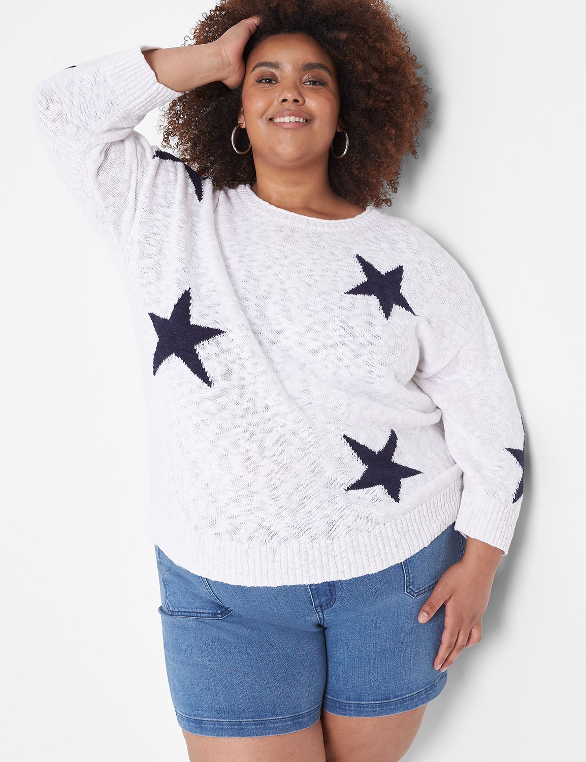 Classic Long Sleeve Round Neck Star | LaneBryant