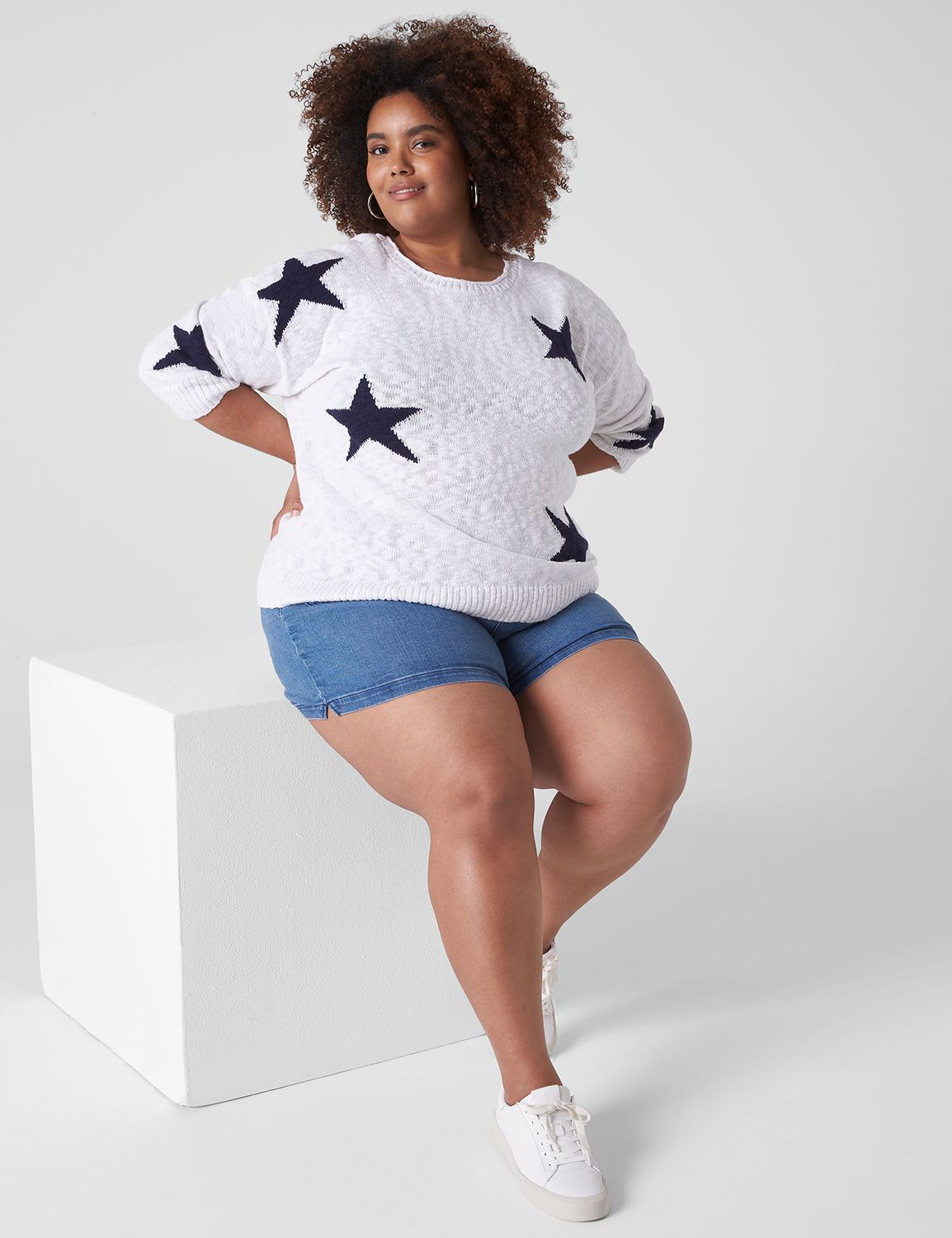 Classic Long Sleeve Round Neck Star | LaneBryant
