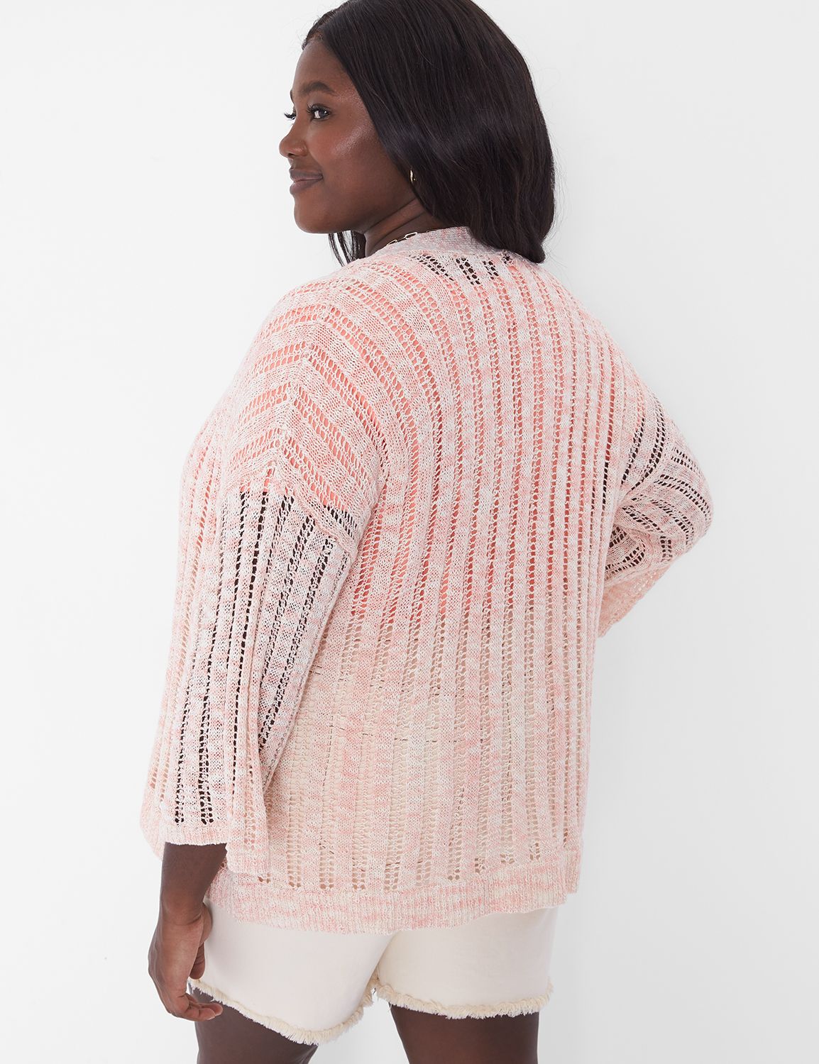 Classic Long Sleeve Open Front Marl | LaneBryant