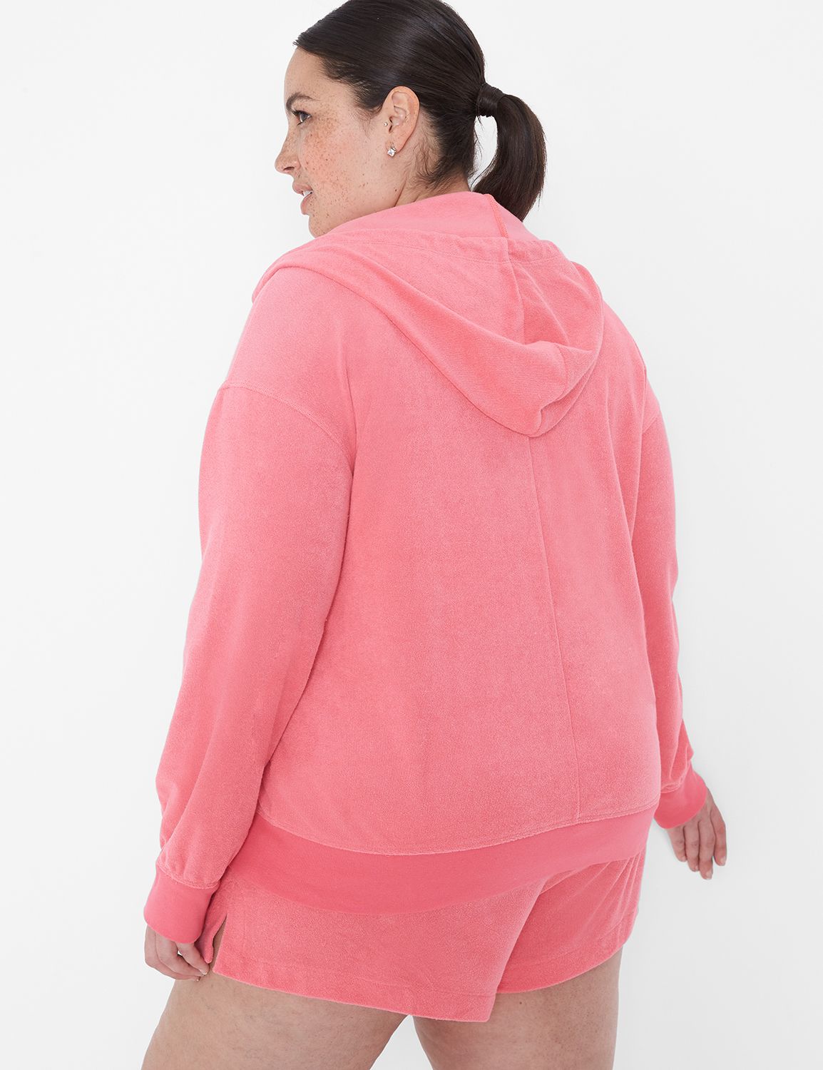 Long Sleeve Zip Front Towel Terry H | LaneBryant