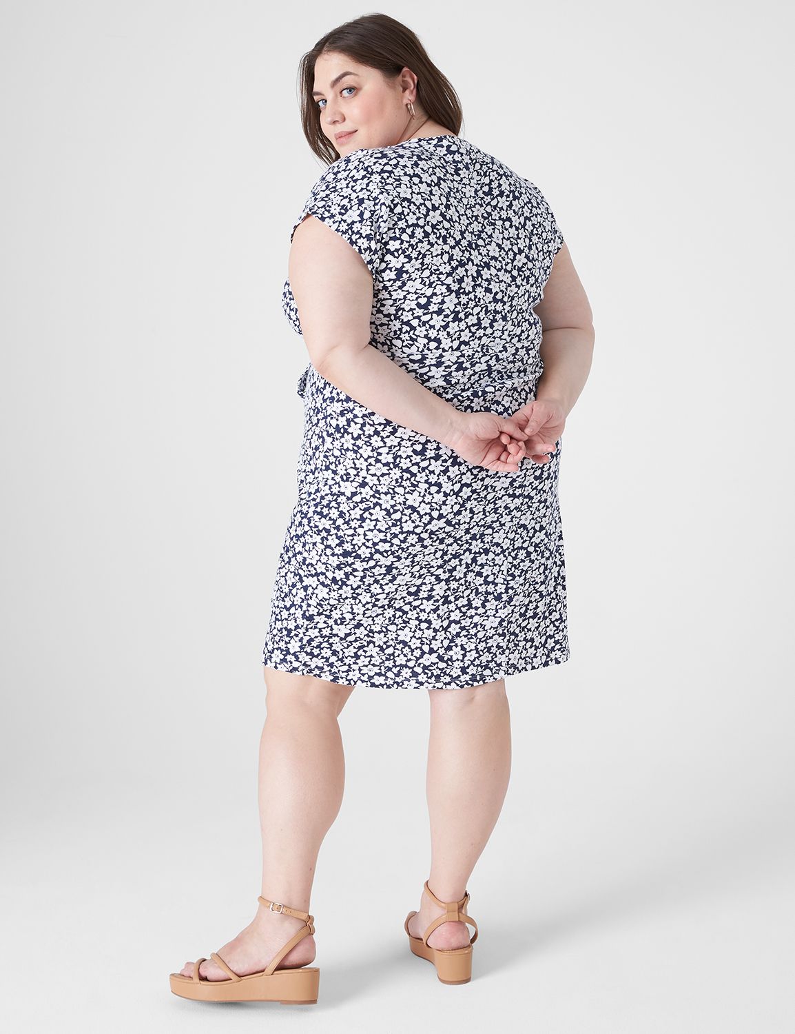Cap Sleeve V Neck Dolman Belted Mid Lanebryant