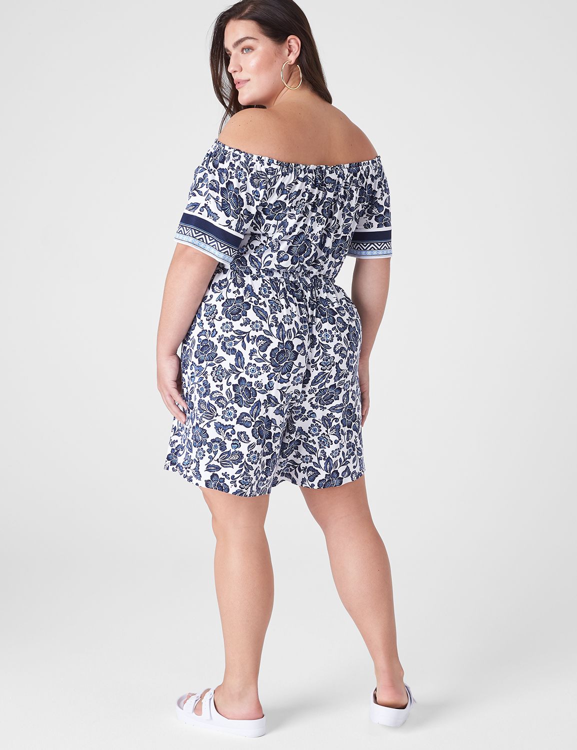 Short Border Print Convertible Off | LaneBryant