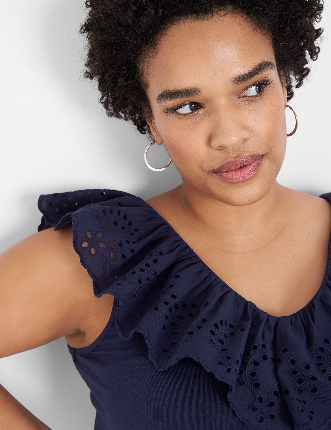 Classic Double V-Neck Woven Eyelet | LaneBryant