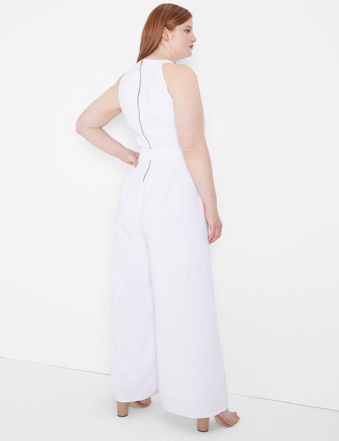 Halter-Neck Exposed Zipper Jumpsuit