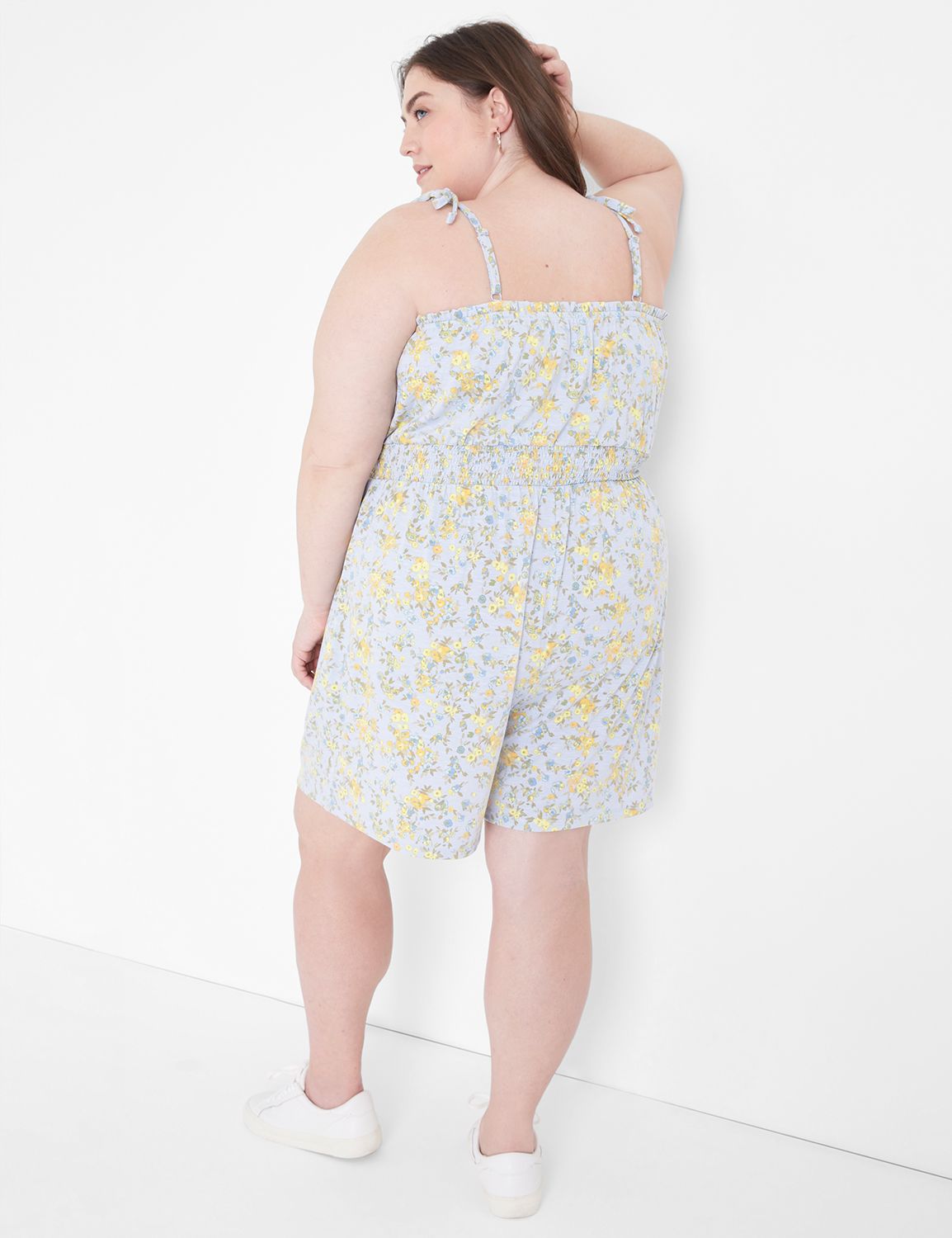 Tie-Shoulder Smocked-Waist Romper | LaneBryant