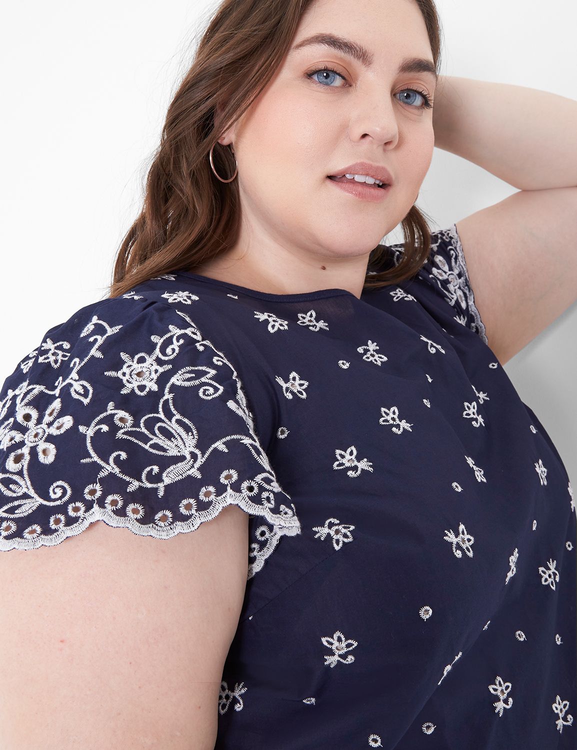 Classic Short Flutter Sleeve Crew N | LaneBryant