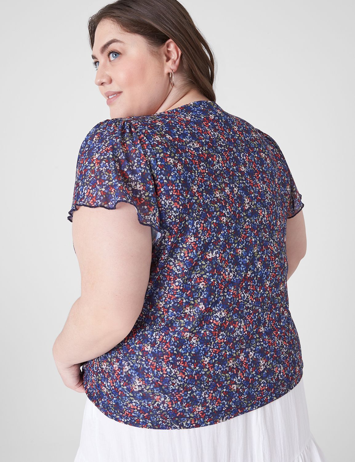 Classic Short Flutter Sleeve V-Neck