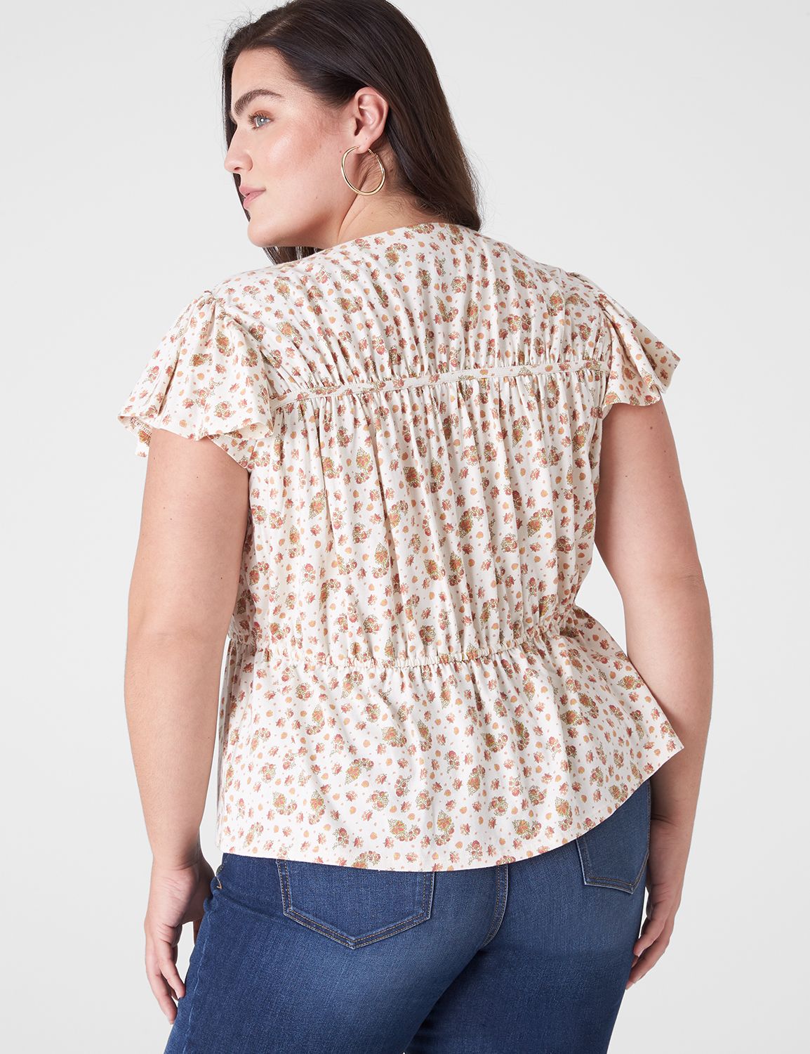 Classic Short Flutter Sleeve Tie V- | LaneBryant