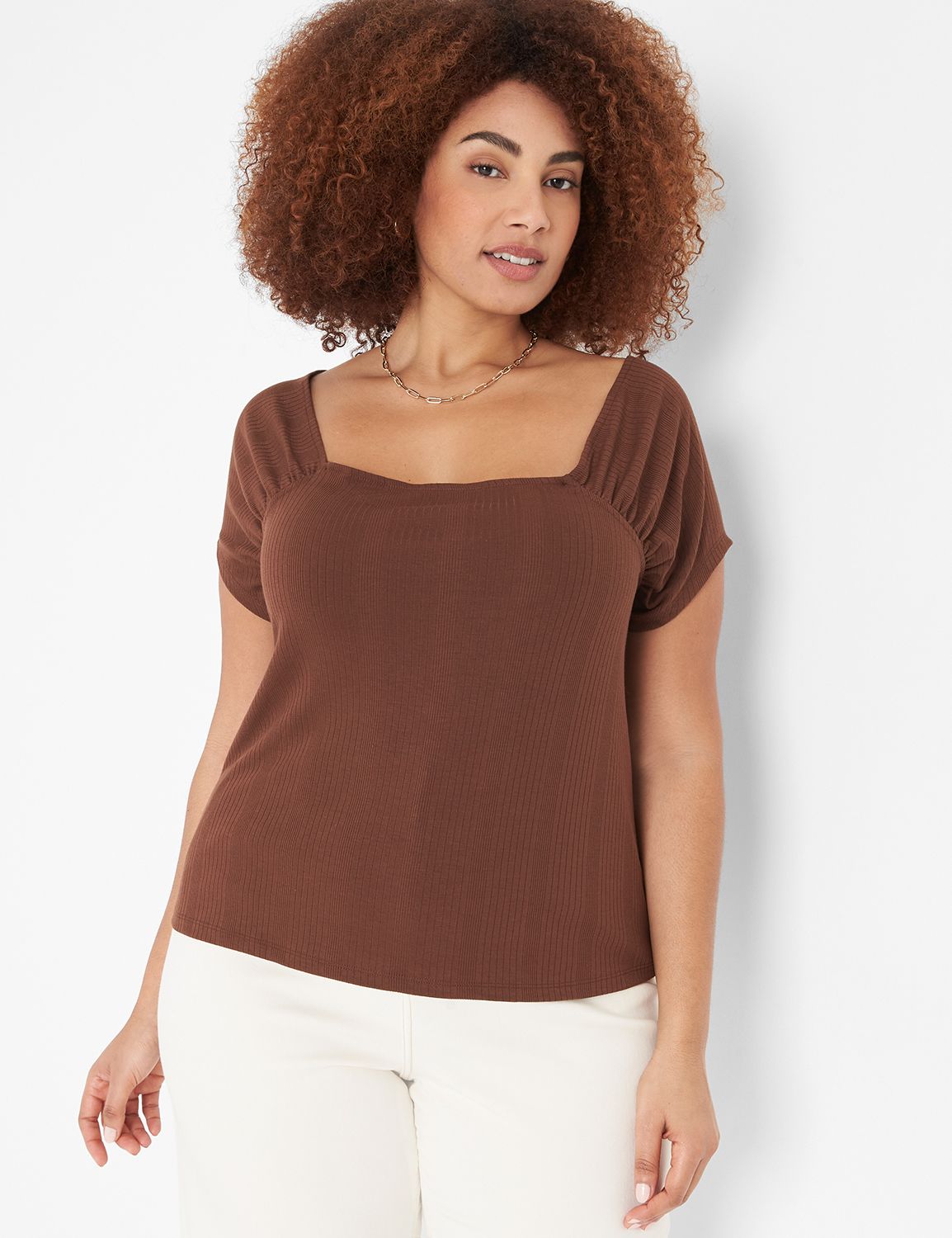 Classic Short Sleeve Square Neck Te | LaneBryant