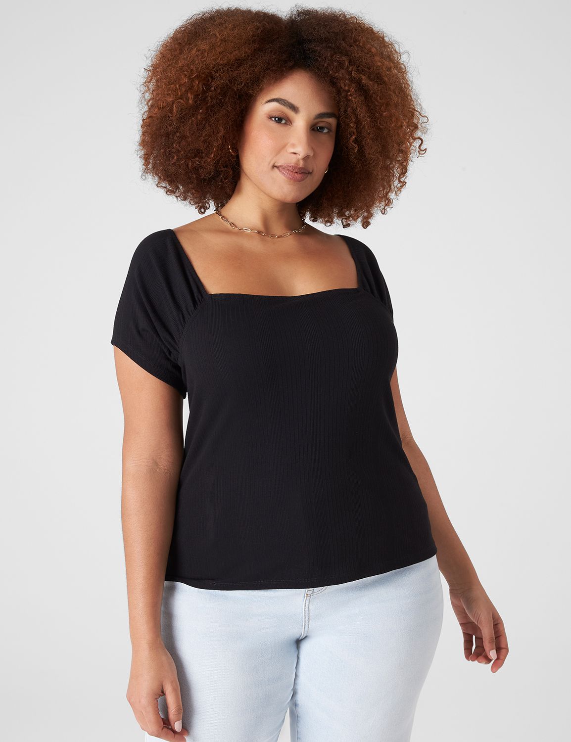 Classic Short Sleeve Square Neck Te | LaneBryant