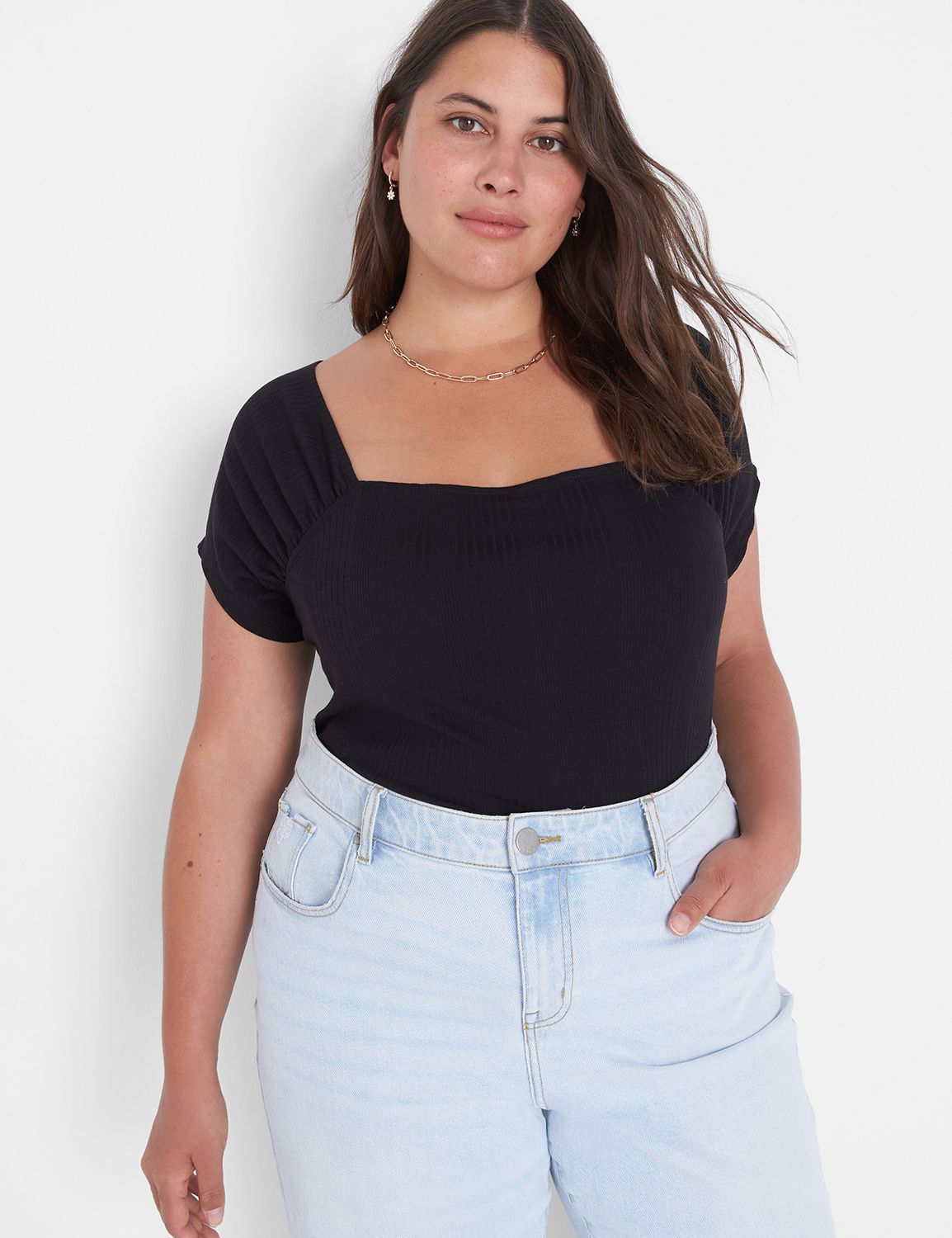 Classic Short Sleeve Square Neck Te | LaneBryant