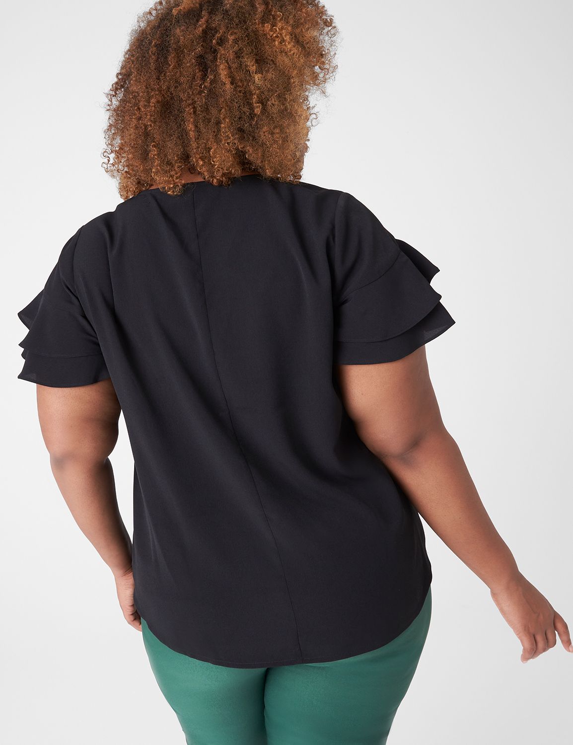 Swing Short Sleeve V Neck Ruffled B | LaneBryant