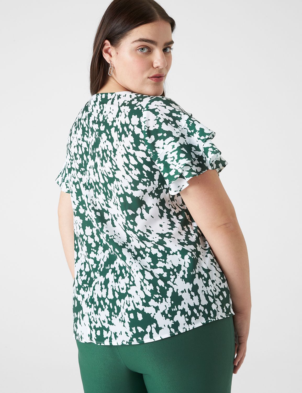 Swing Short Sleeve V Neck Ruffled B Lanebryant