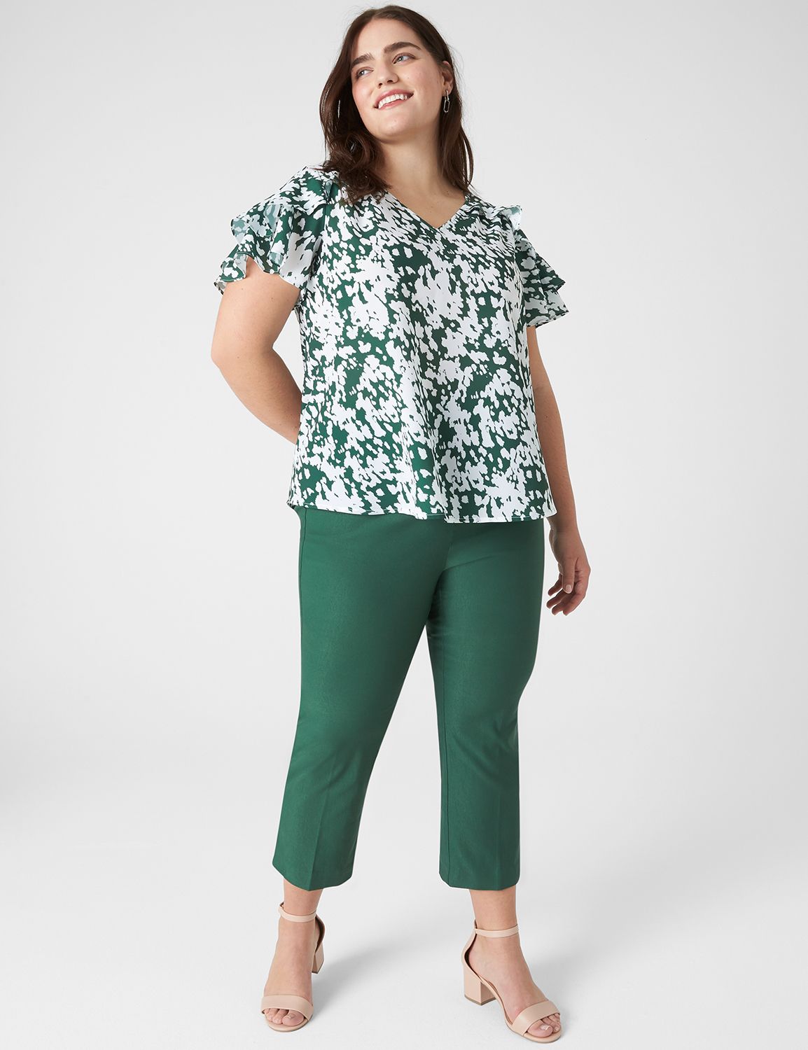 Swing Short Sleeve V Neck Ruffled B | LaneBryant