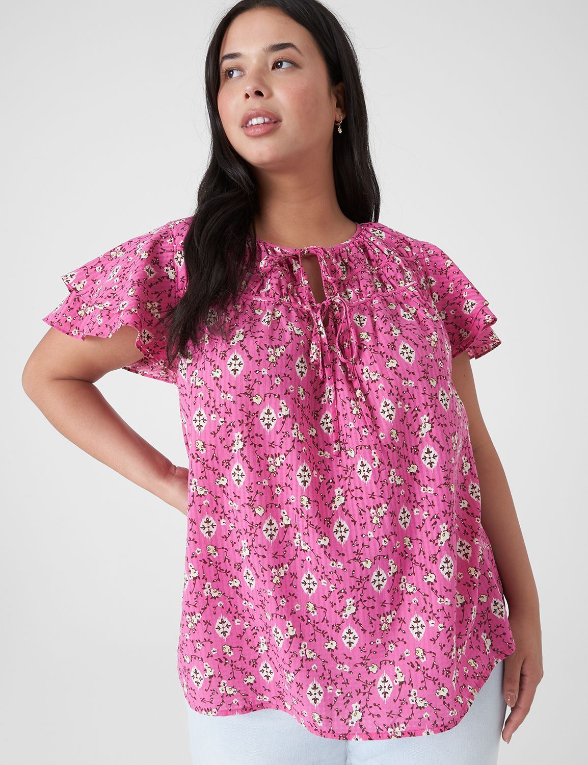 Classic Short Sleeve Double Tie Top | LaneBryant