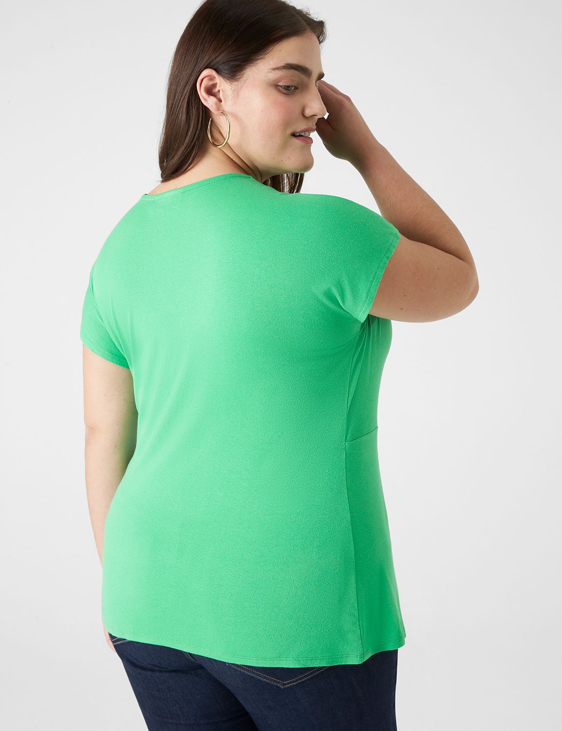 Classic Cap Sleeve V Neck Side Twis | LaneBryant