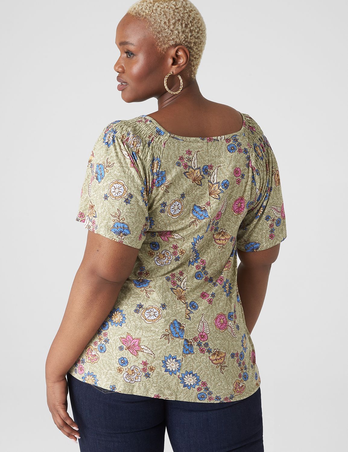 Classic Short Flutter Sleeve V-Neck | LaneBryant