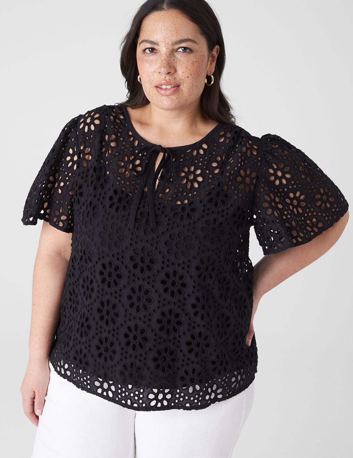 Classic Short Flutter Sleeve Notch | LaneBryant