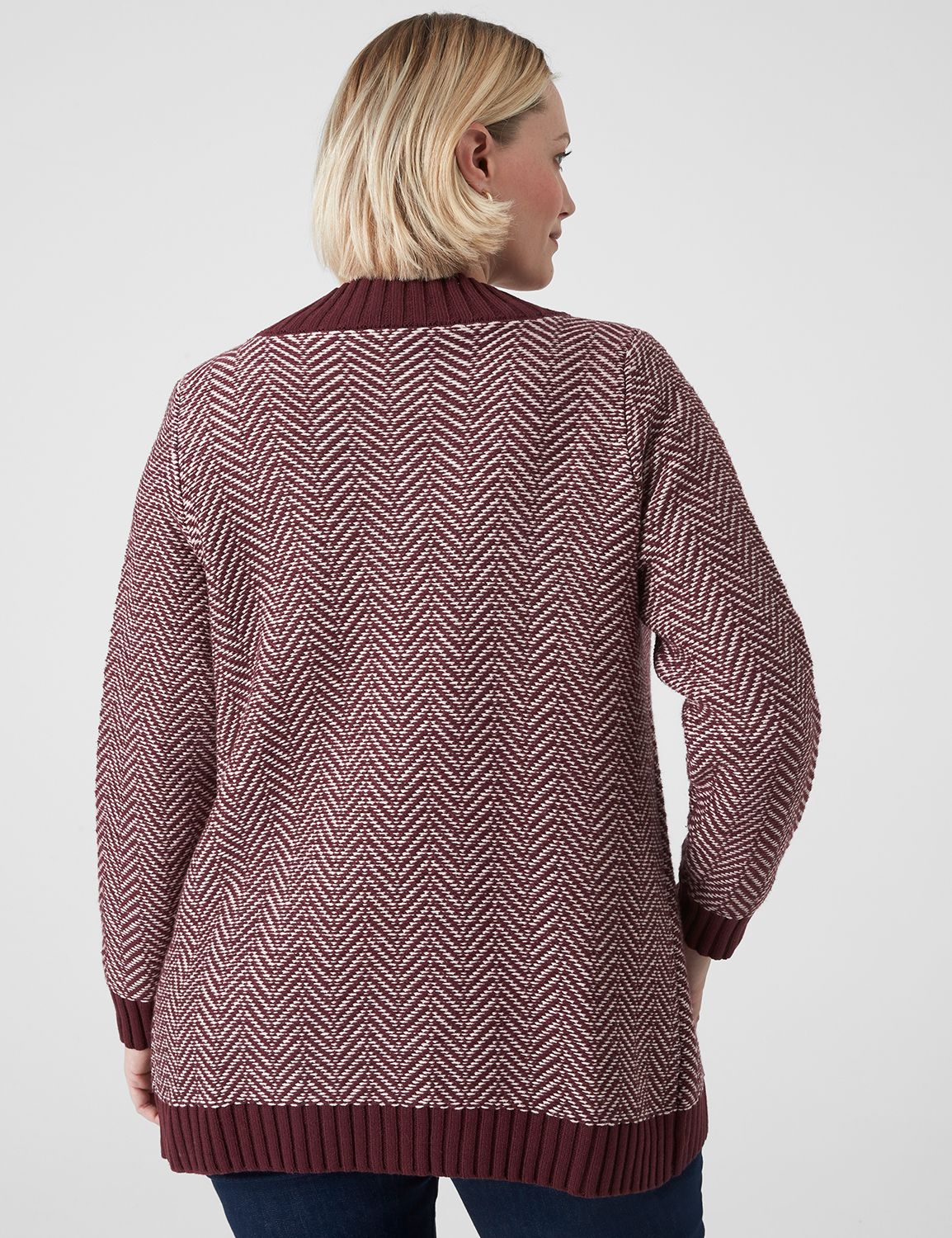 Long-Sleeve Open-Front Jacquard Cardigan | LaneBryant