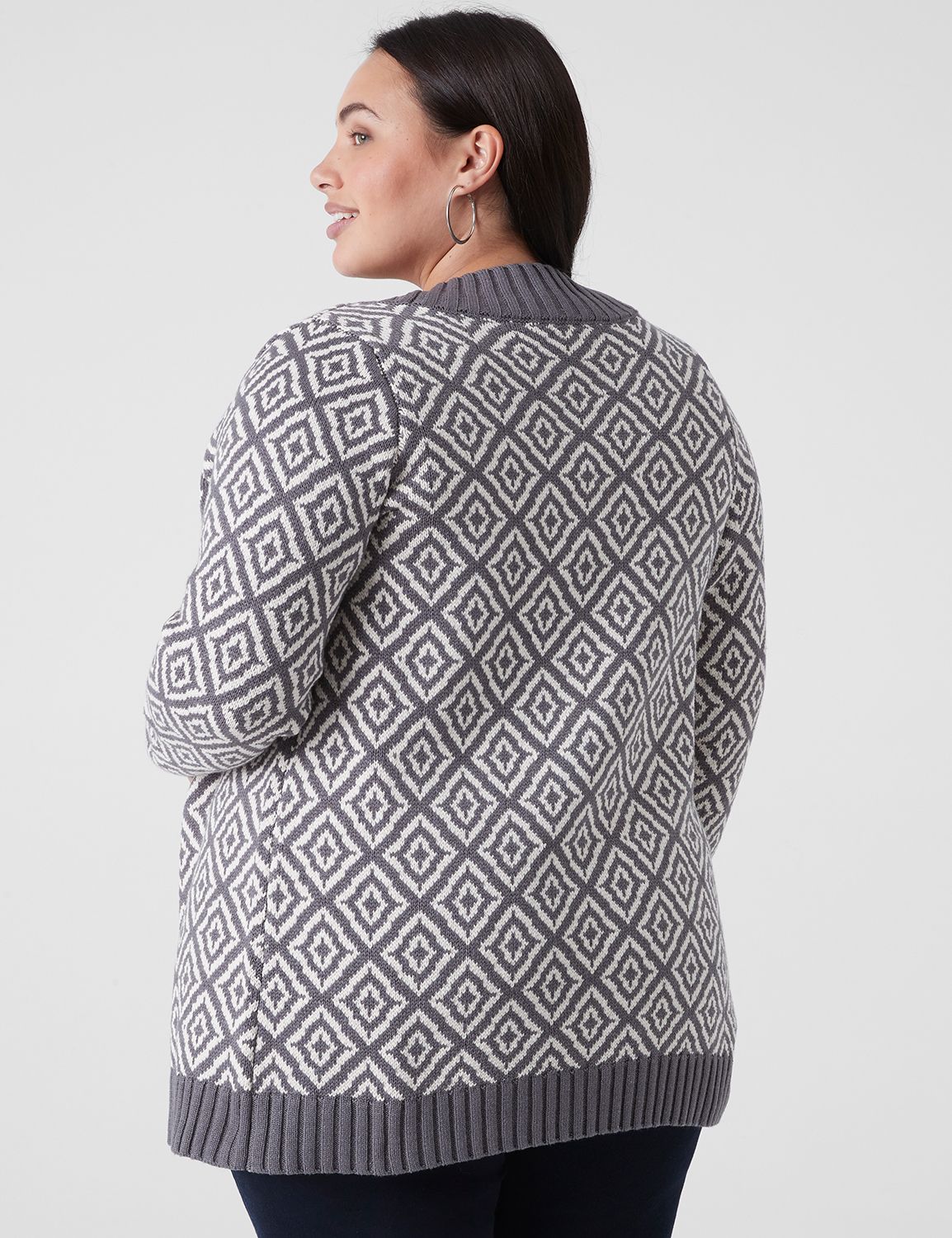 Long-Sleeve Open-Front Jacquard Cardigan | LaneBryant