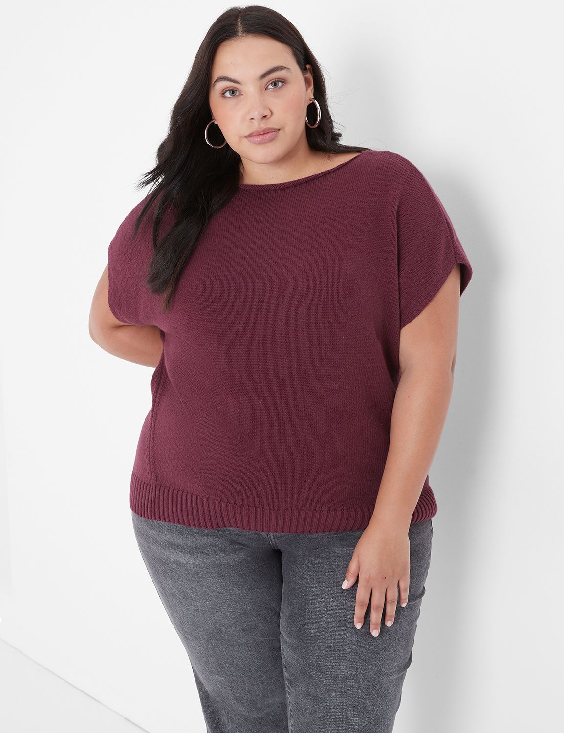 Relaxed Short Sleeve Cowl Neck Gile | LaneBryant