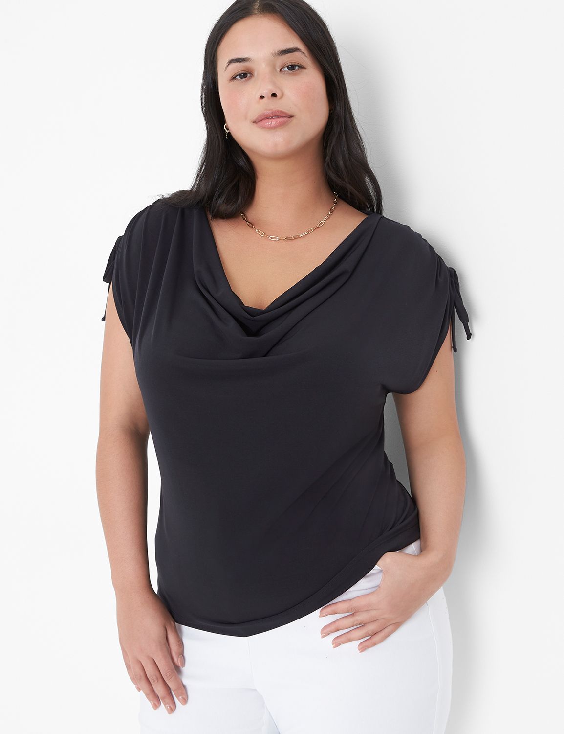 Classic Drawcord Cap Sleeve Drape N | LaneBryant