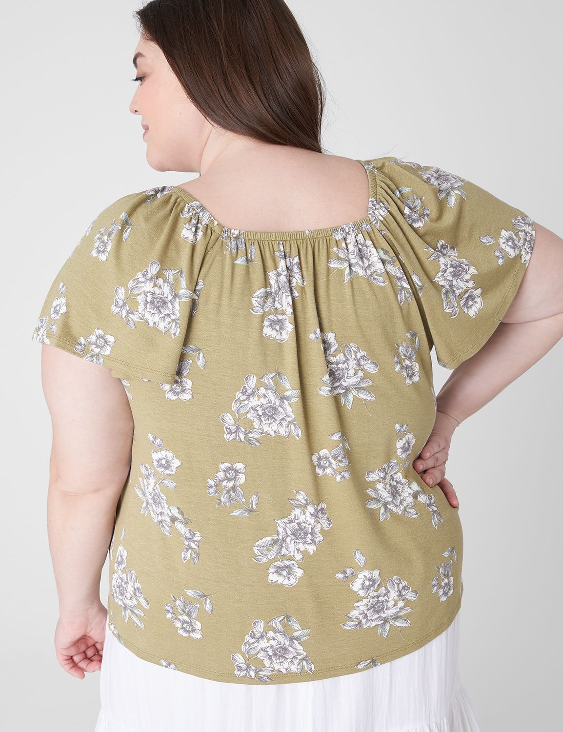 Classic Short Flutter Sleeve Scoope | LaneBryant
