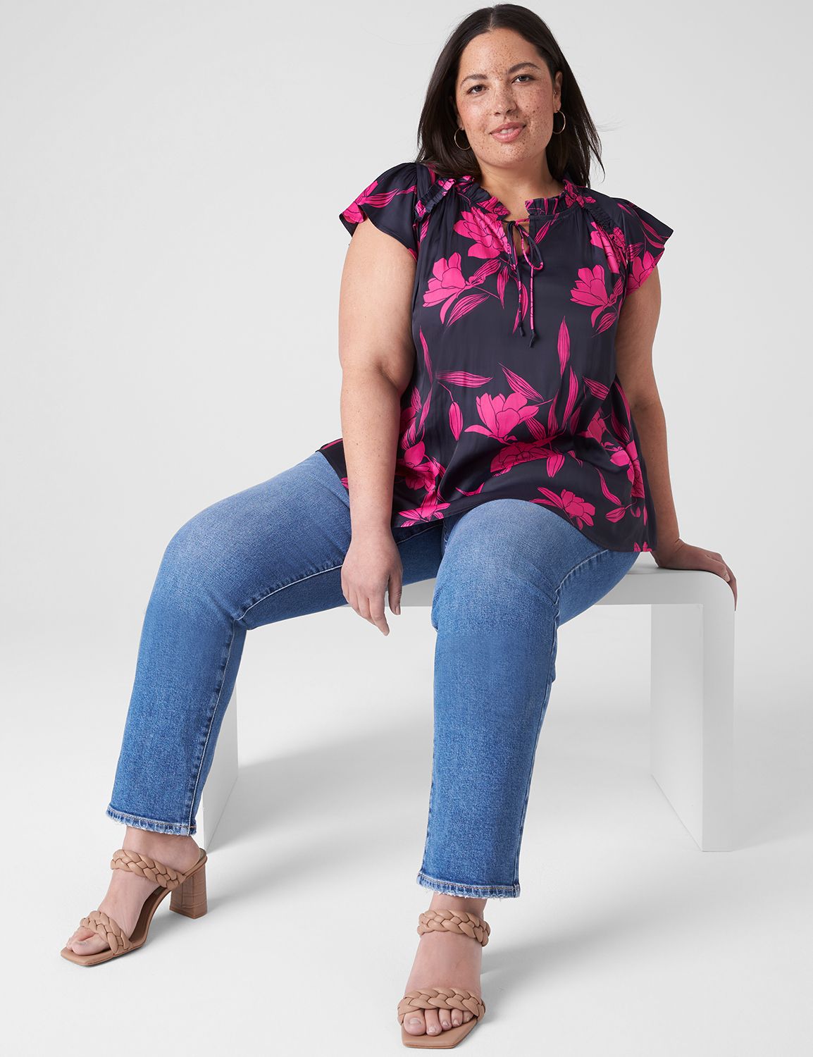 Classic Cap Flutter Sleeve Zen Neck | LaneBryant