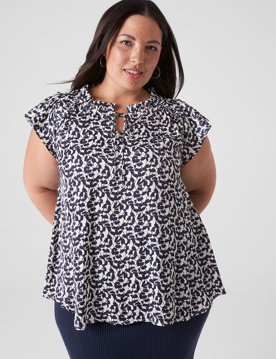 Classic Cap Flutter Sleeve Zen Neck | LaneBryant