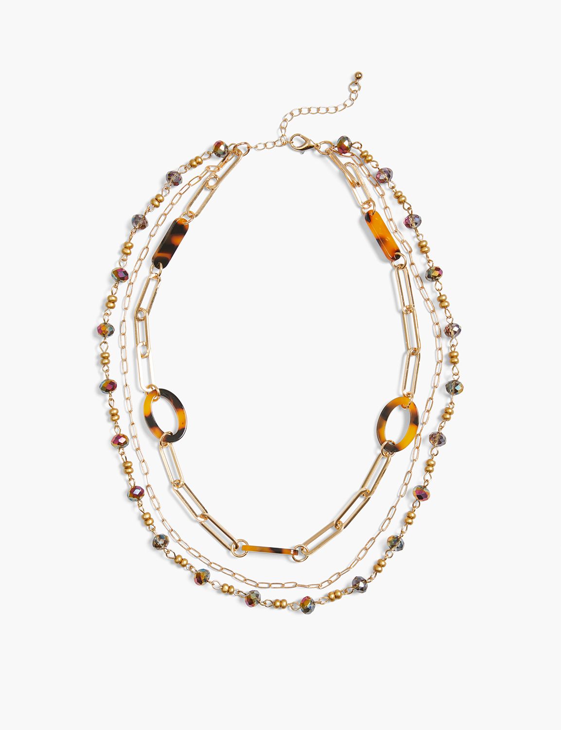 Tortise Beadeded Multi-row Necklace | LaneBryant