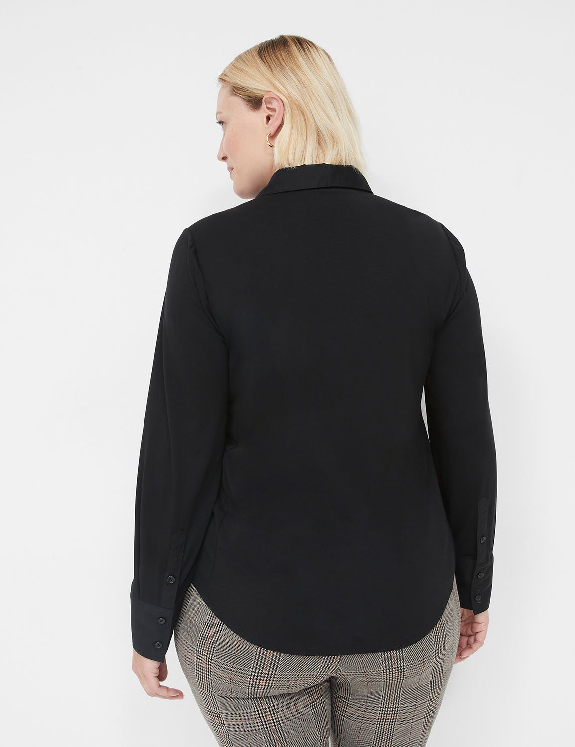 Tailored Long Sleeve Collared Zip F | LaneBryant