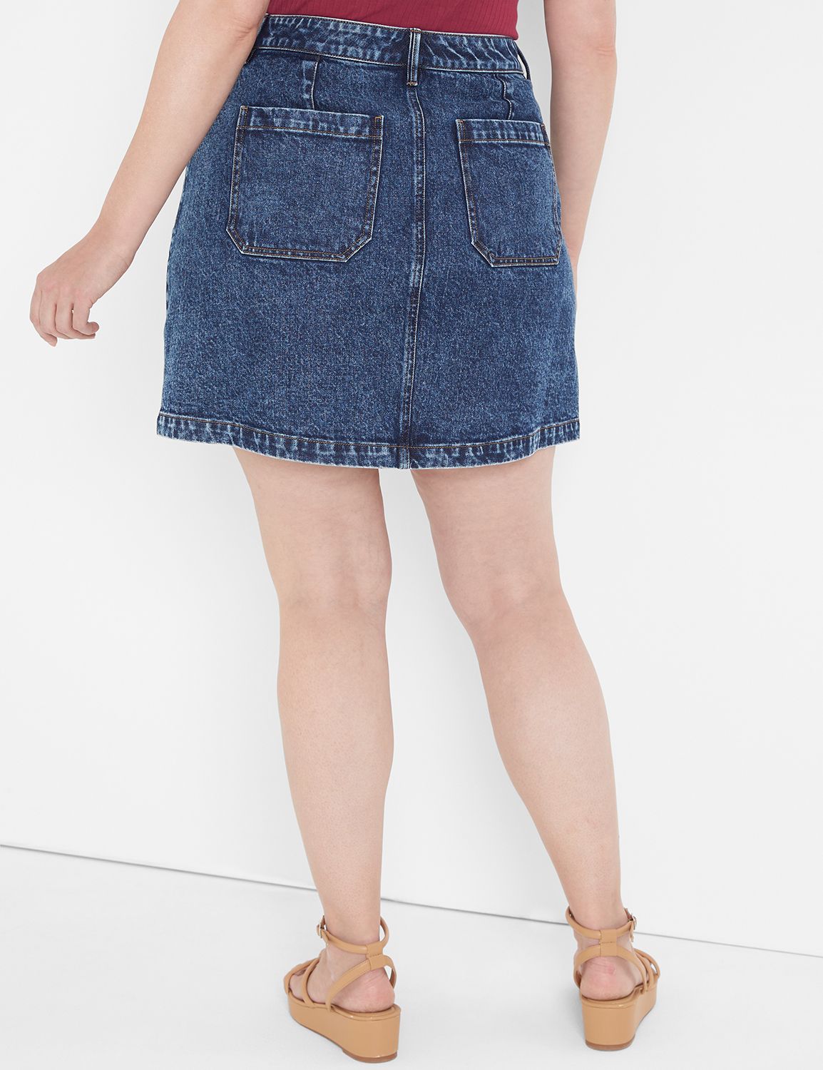 DENIM MINI SKIRT - DARK DENIM WASH | LaneBryant