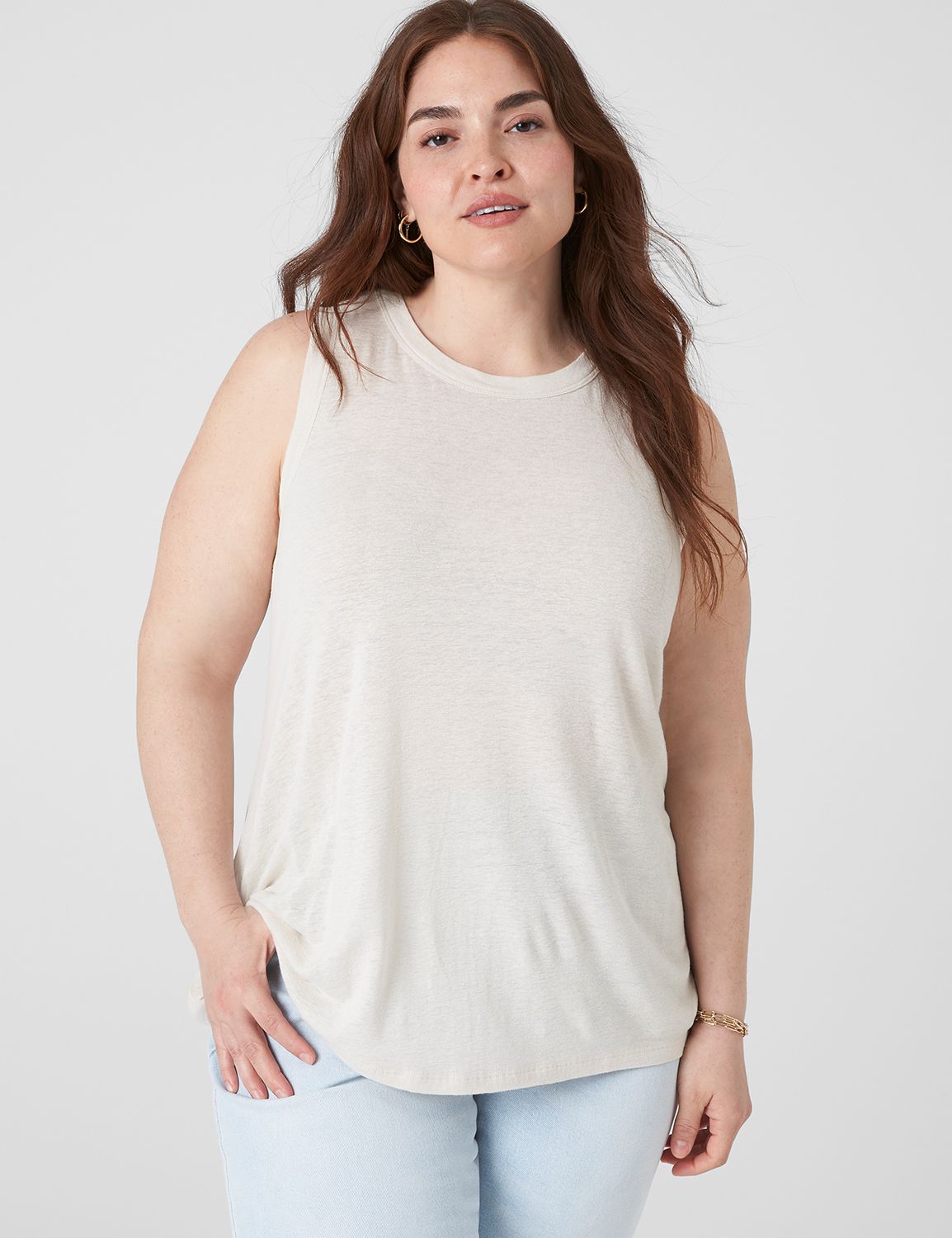 Classic Sleeveless Crew Neck Set Ta | LaneBryant