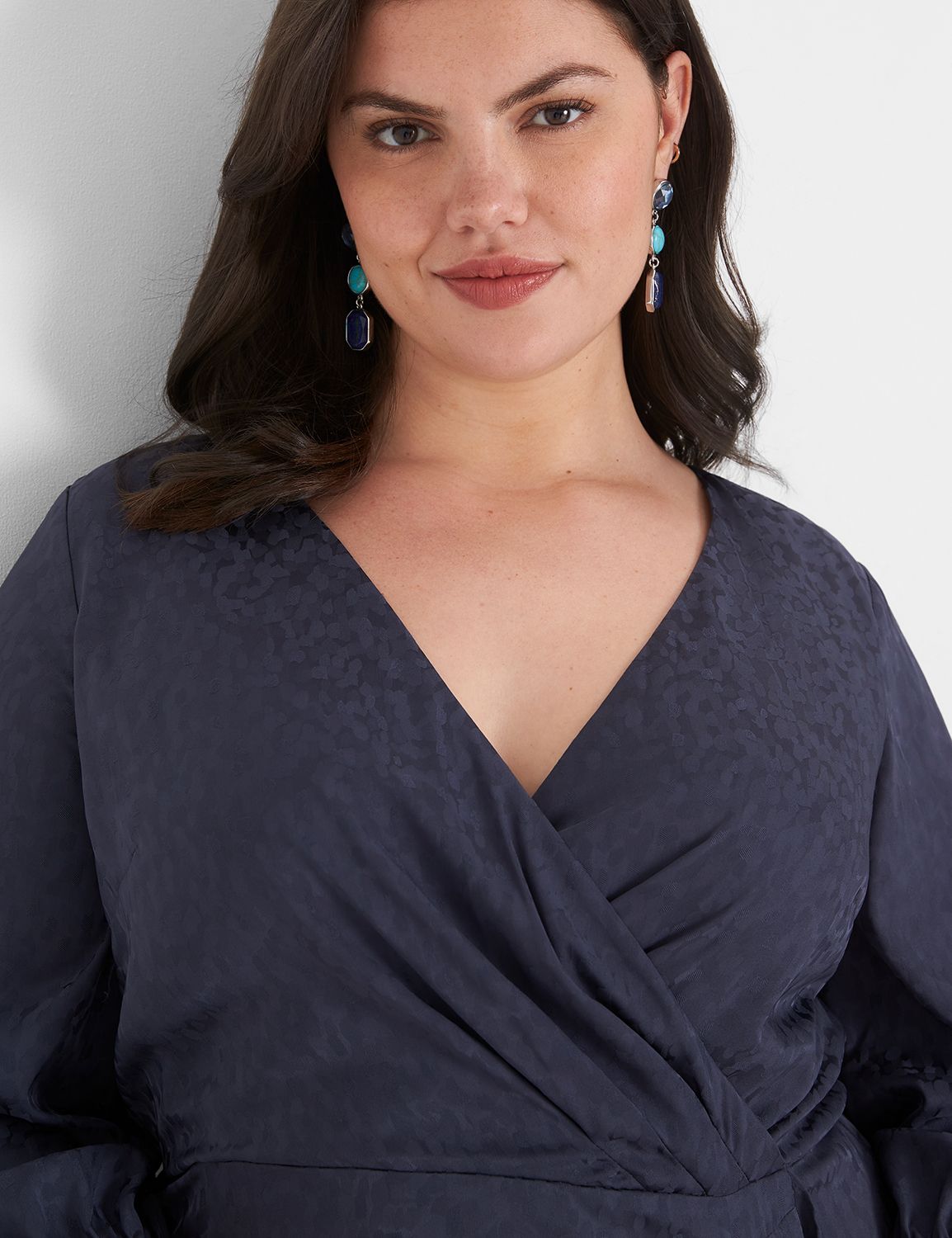 3 4 Sleeve Surplice Ruffle Detail F Lanebryant