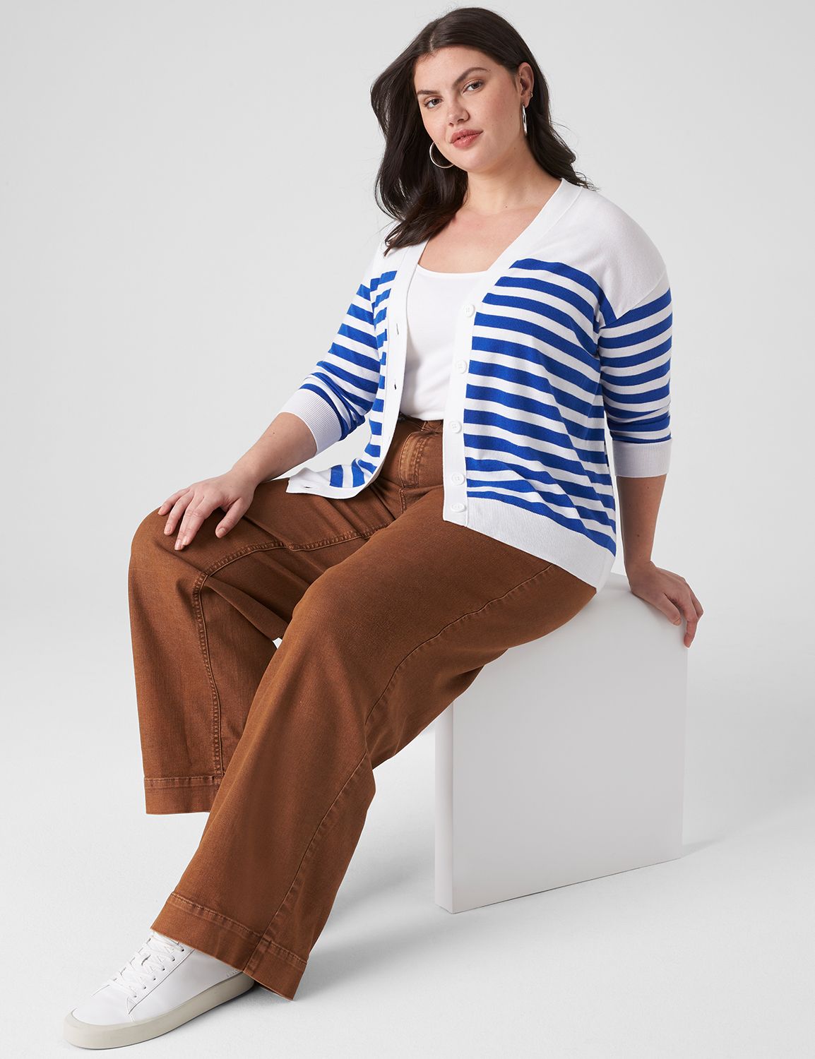 Classic Three Quarter Sleeve Stripe | LaneBryant