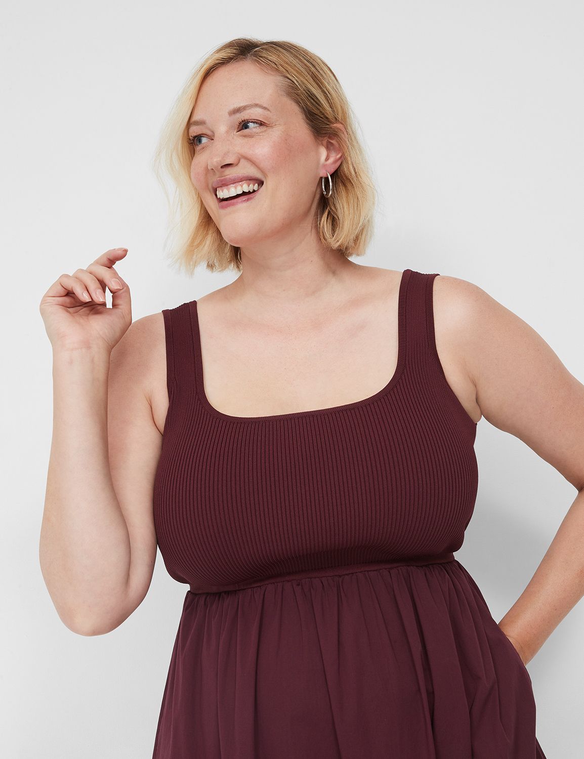 Sleeveless Square Neck Mixed Media | LaneBryant