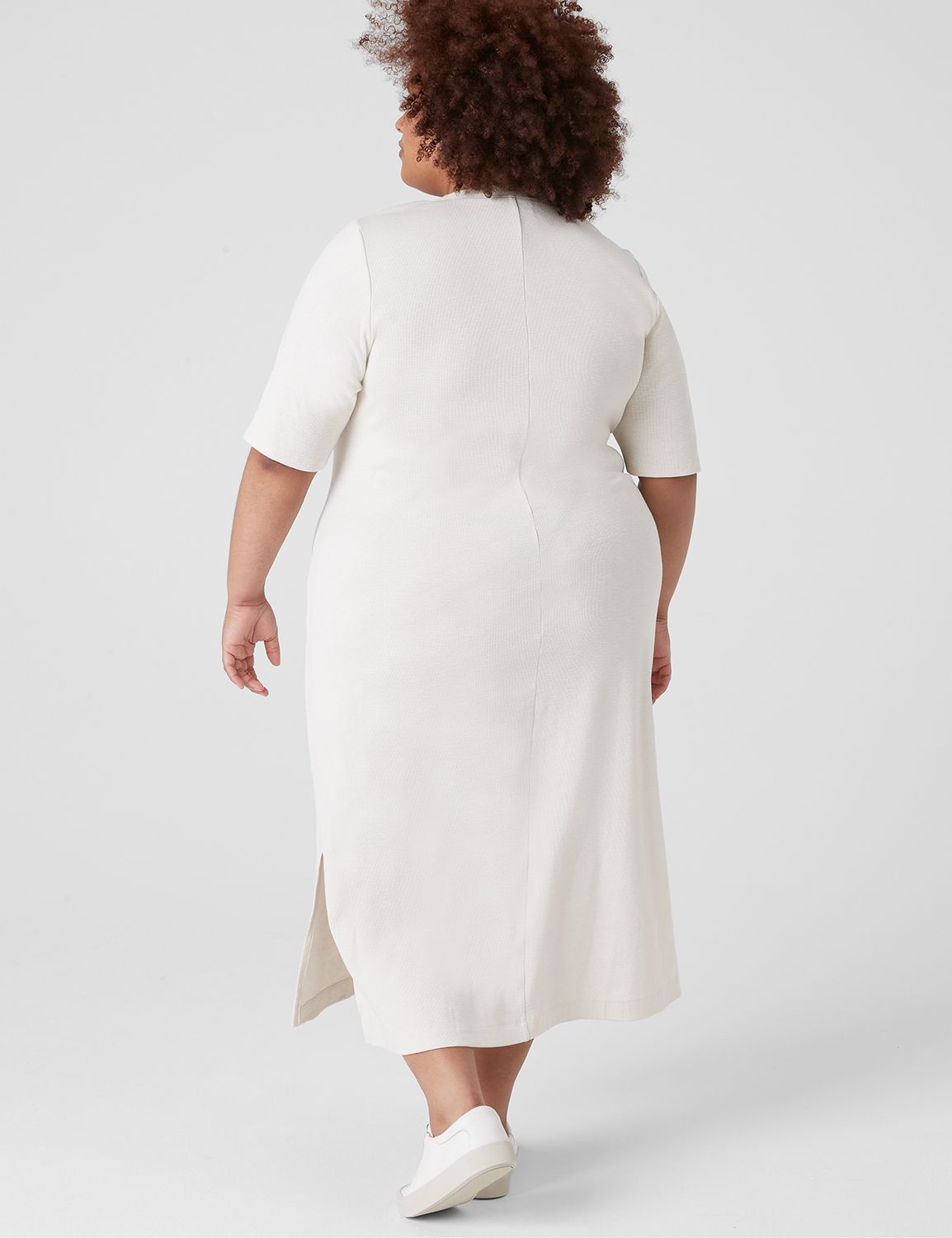 elbow sleeve buttonfront dress 1135 | LaneBryant