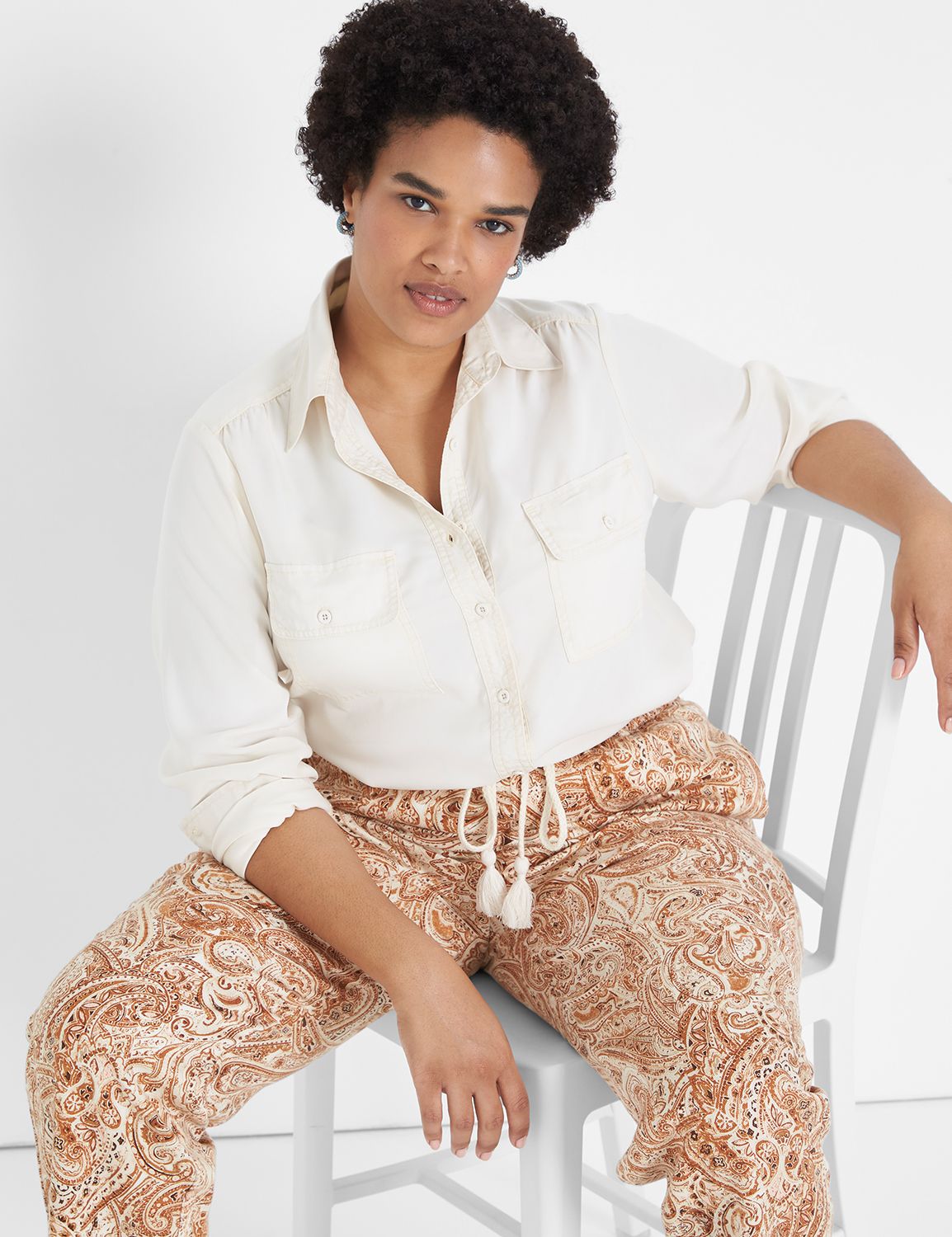 Classic Long Sleeve Collared Button Lanebryant