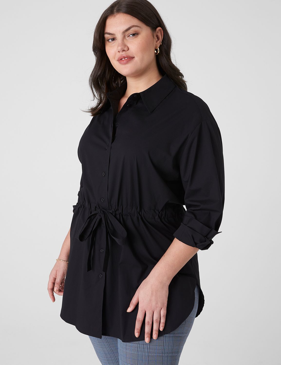 Classic Long Sleeve Button Down Tun | LaneBryant